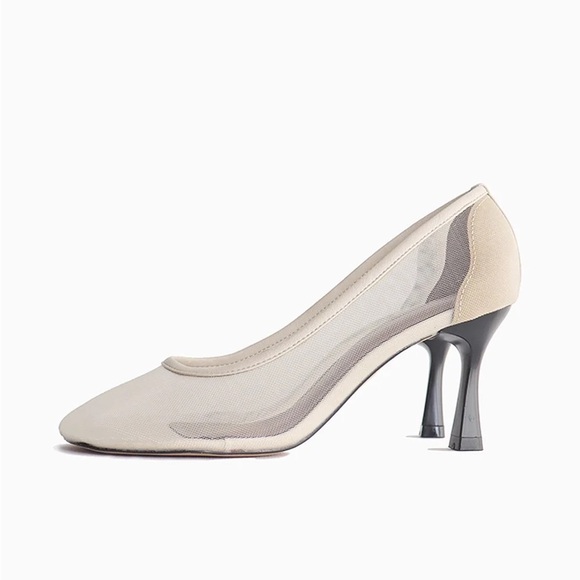 Gia Studios | Shoes | 2 Gia Studios Mesh Cream Square Toe Sheer Mesh ...